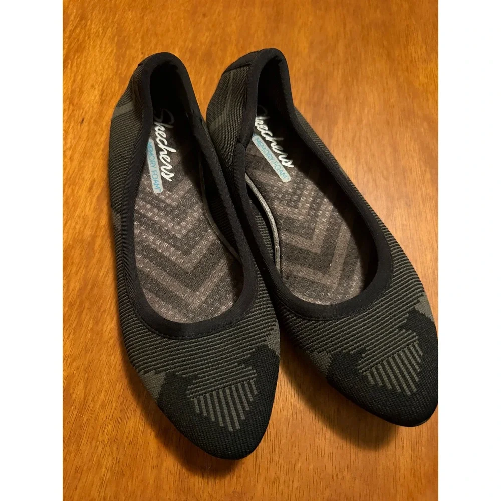 Skechers | Shoes | Skechers Cleo Bewitched Black Knit Pointed Toe ...